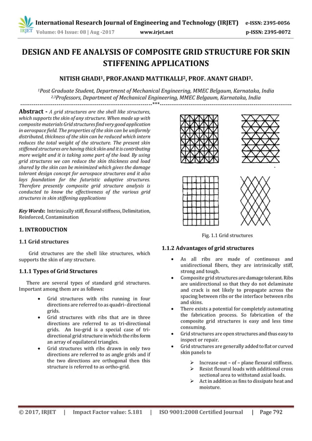 Design and Fe Analysis of Composite Grid Structure for Skin Stiffening ...