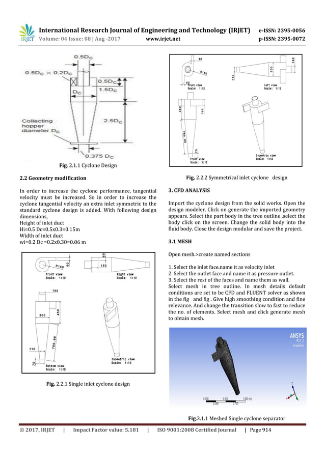 CFD Analysis of Symmetrical Tangential Inlet Cyclone Separator | PDF