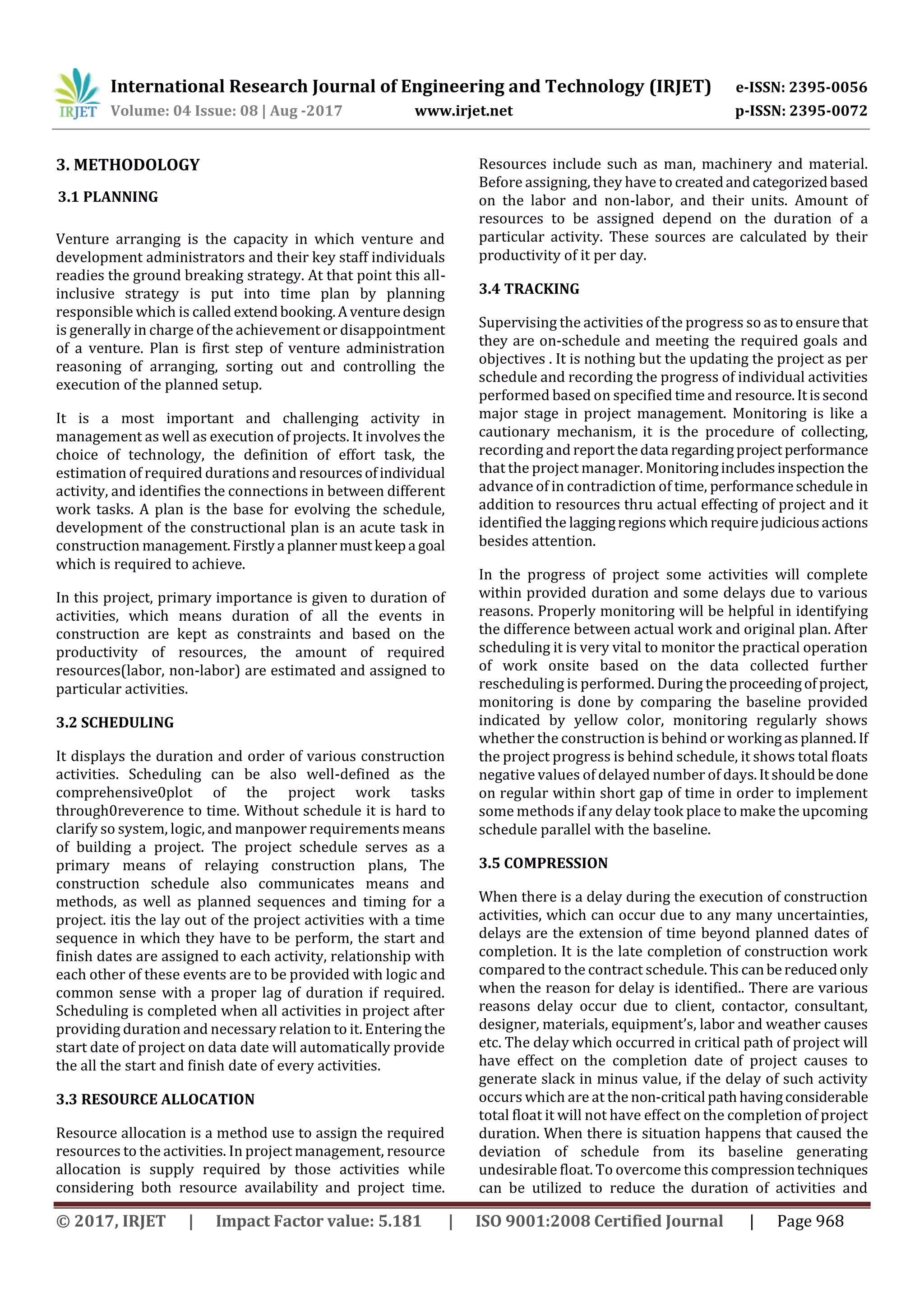 Planning, Scheduling, Resource Allocating and Tracking of Residential (G+2) Villa using ...