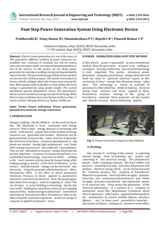 Foot Step Power Generation System using Electronic Device | PDF