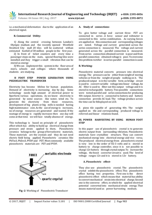 Foot Step Power Generation System using Electronic Device | PDF