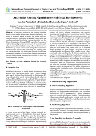Anthocnet Routing Algorithm for Mobile Ad Hoc Networks | PDF