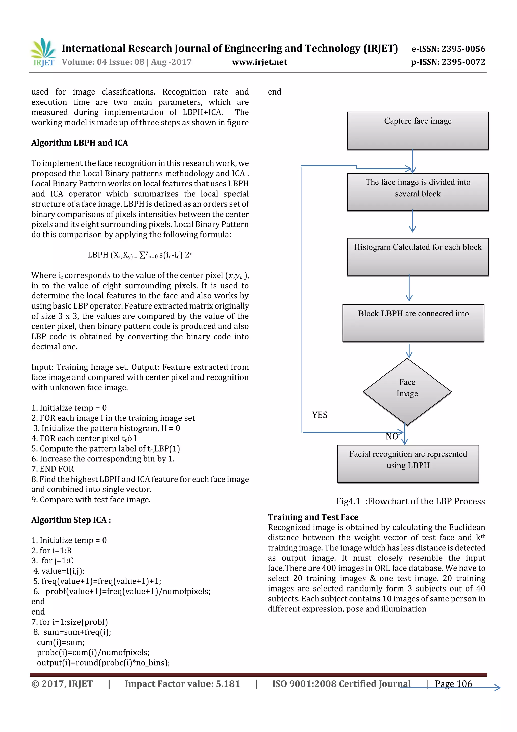 Face Recognition Technique Using Ica And Lbph Pdf