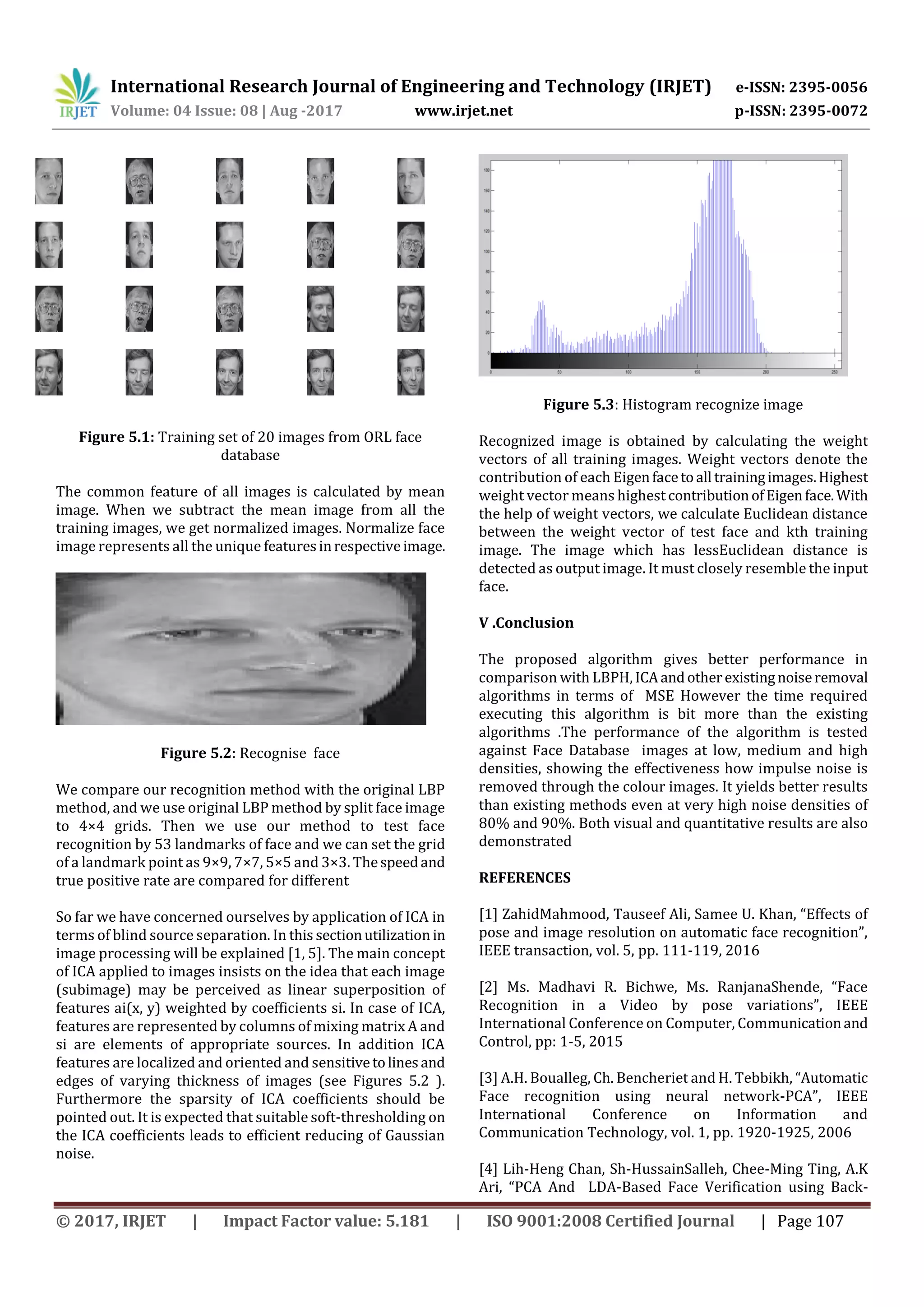 Face Recognition Technique using ICA and LBPH | PDF