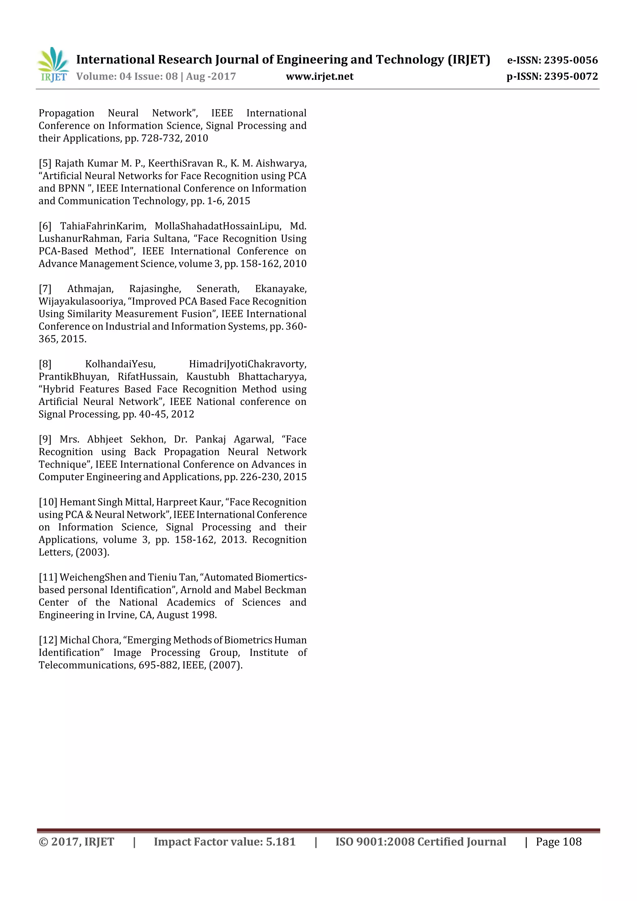 Face Recognition Technique Using Ica And Lbph Pdf