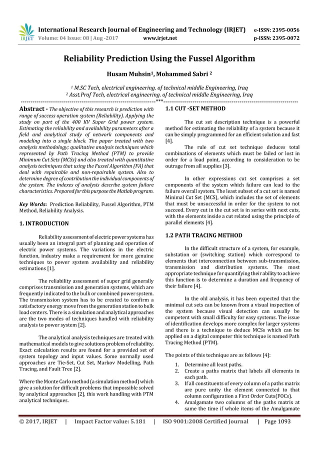 Reliability Prediction using the Fussel Algorithm | PDF