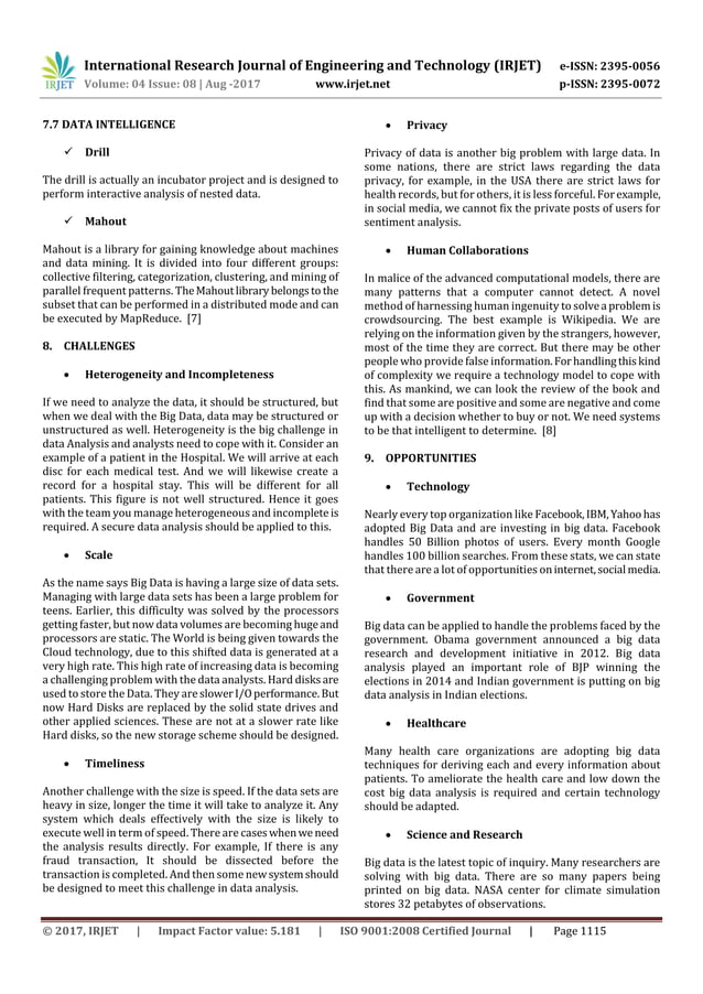 Big Data with Hadoop – For Data Management, Processing and Storing | PDF