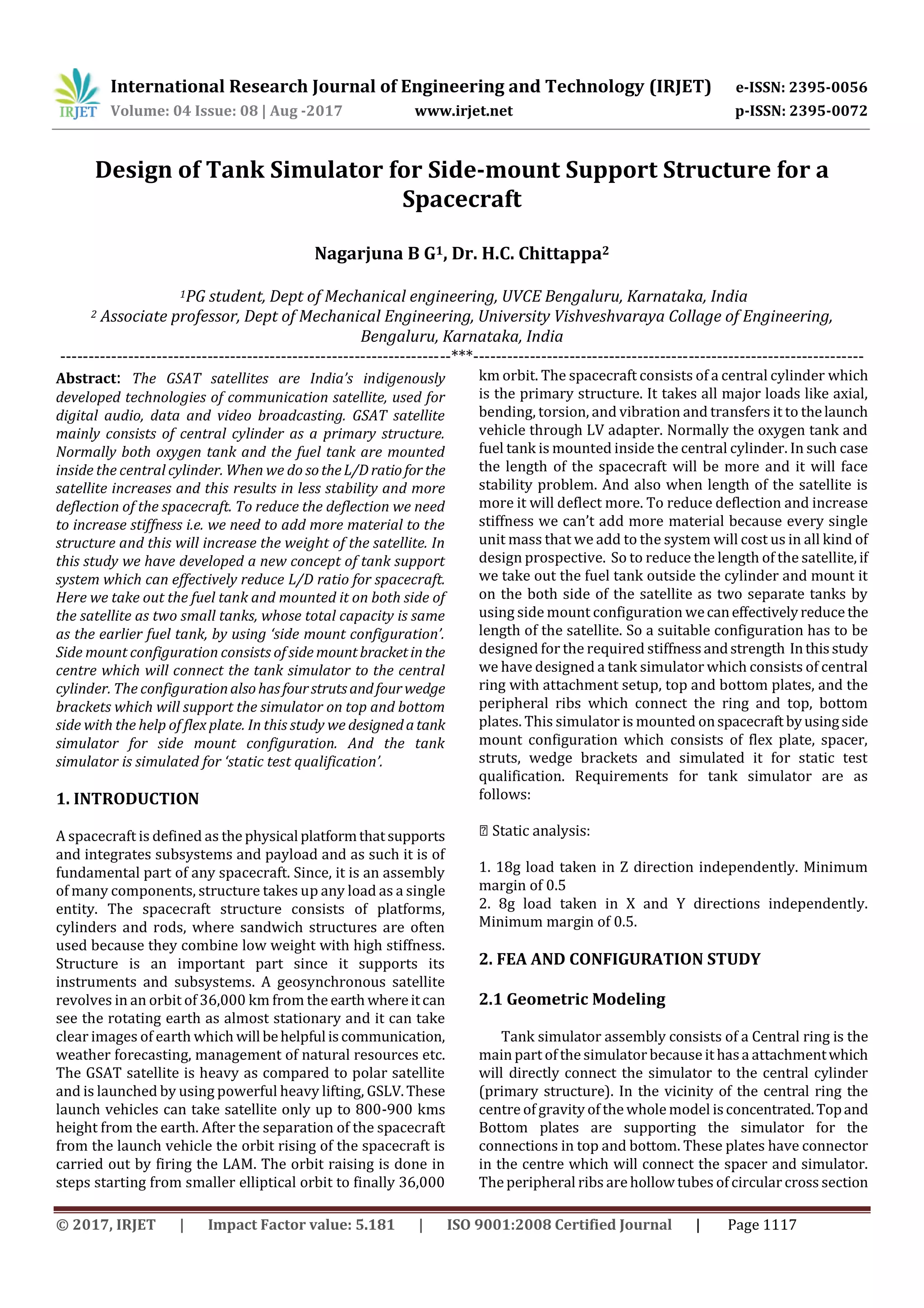 Design of Tank Simulator for Side-Mount Support Structure for a ...