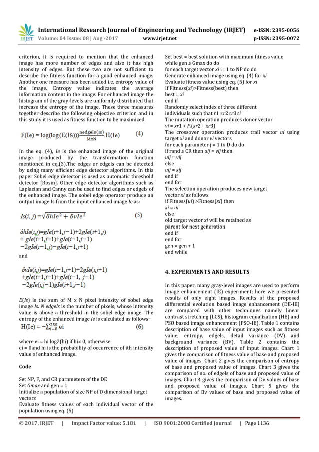 Image Contrast Enhancement Approach using Differential Evolution and Particle Swarm Optimization ...