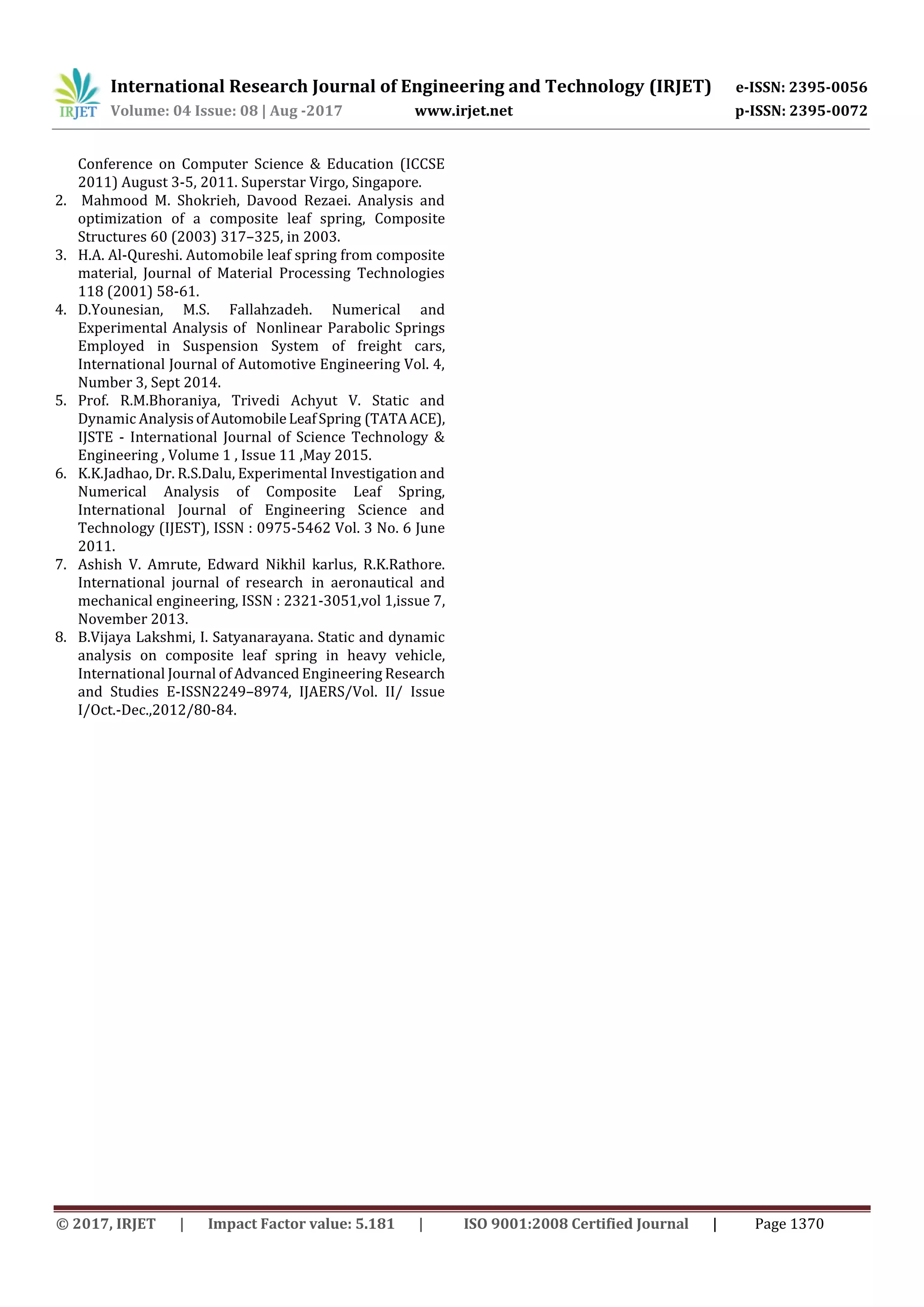 Improve the Design of Leaf Spring by Reducing the Frictional Stress | PDF