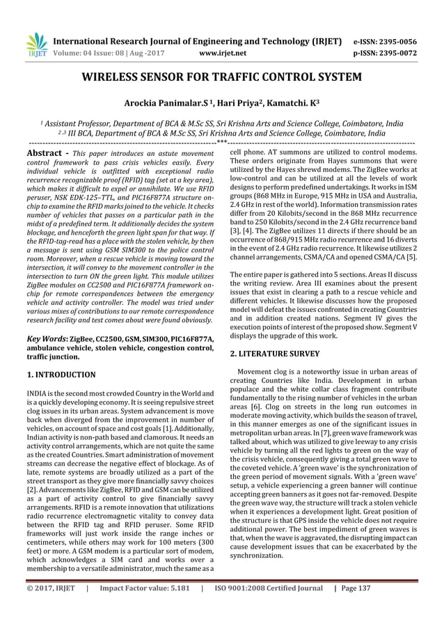 Wireless Sensor for Traffic Control System | PDF