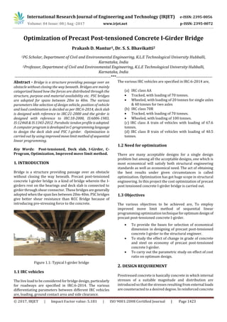 Optimization of Precast Post-tensioned Concrete I-Girder Bridge | PDF