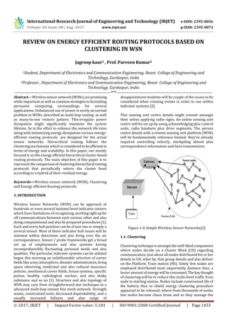 Review on Energy Efficient Routing Protocols Based on Clustering in WSN | PDF