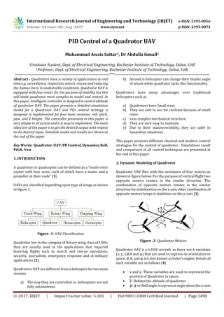 PID Control of A Quadrotor UAV | PDF