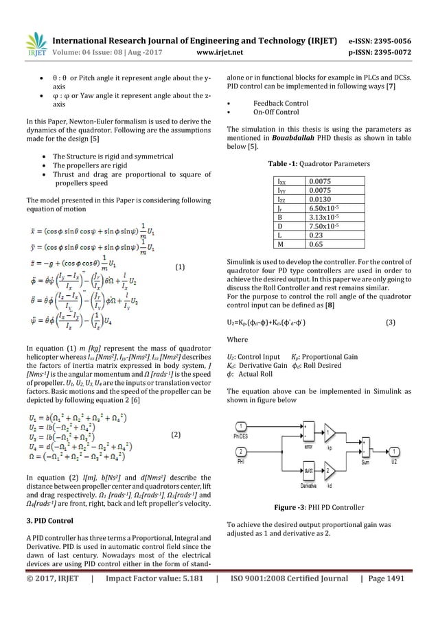 PID Control of A Quadrotor UAV | PDF