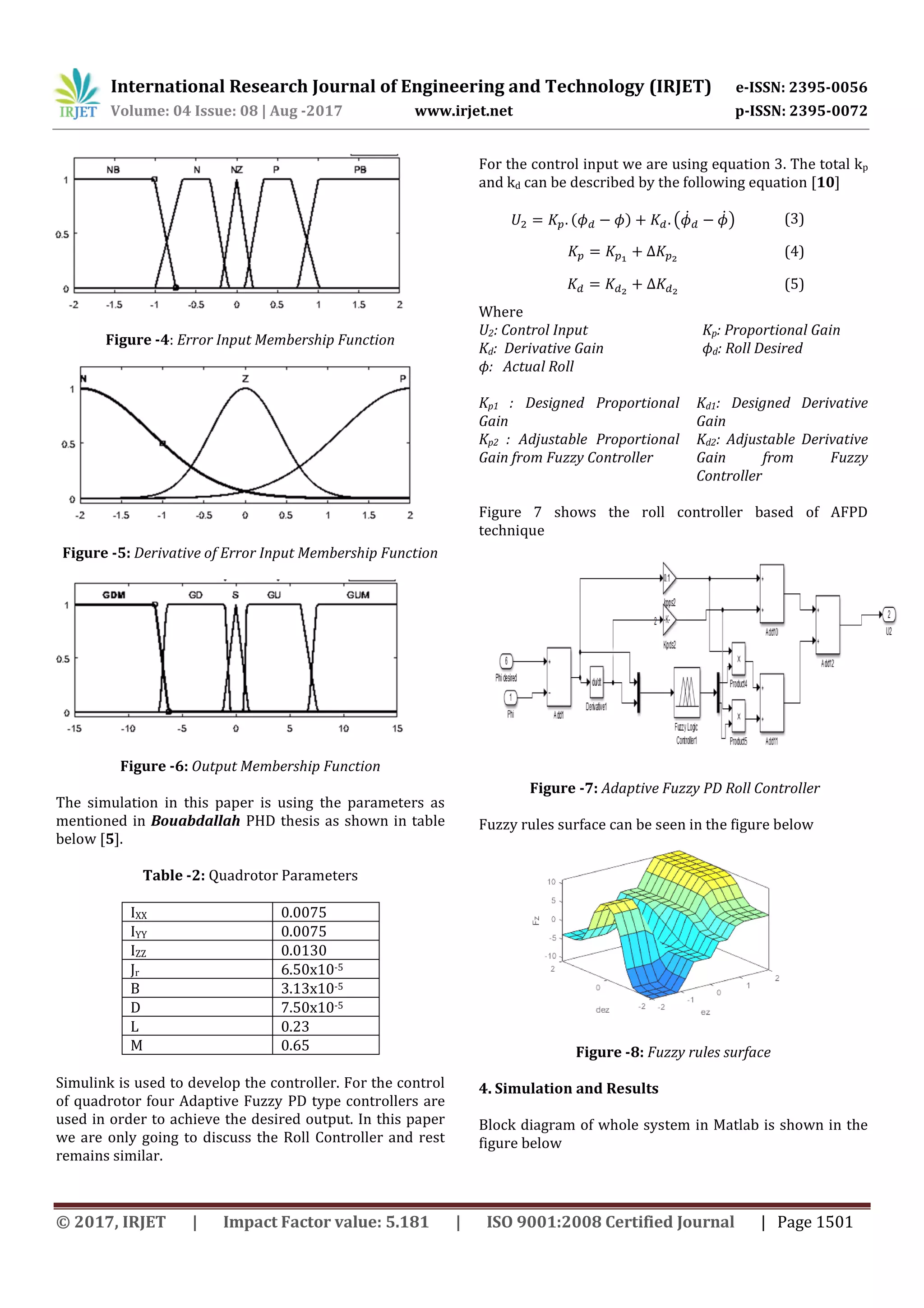 Quadrotor Control using Adaptive Fuzzy PD Technique | PDF
