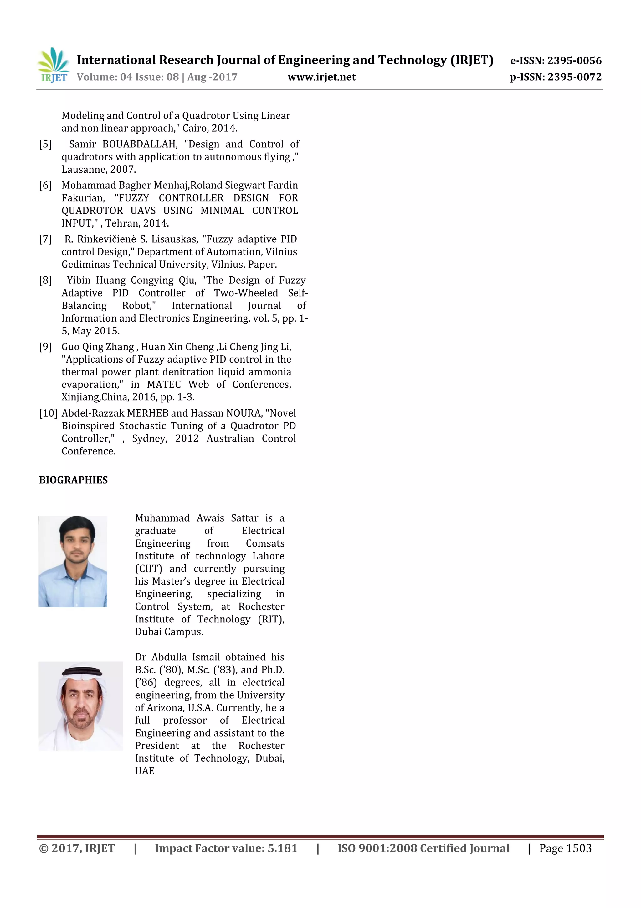 Quadrotor Control using Adaptive Fuzzy PD Technique | PDF