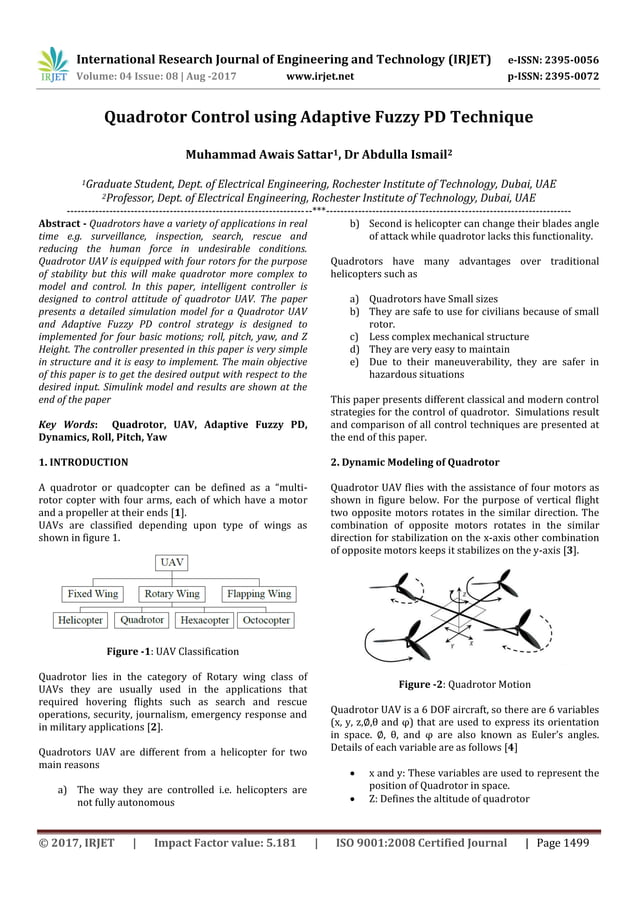 Quadrotor Control using Adaptive Fuzzy PD Technique | PDF | Radio Control | Hobbies & Interests