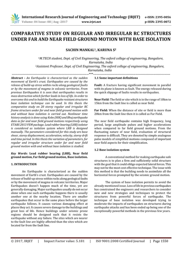 Comparative Study on Regular and Irregular RC Structures Under Far and Near Field Ground Motion ...
