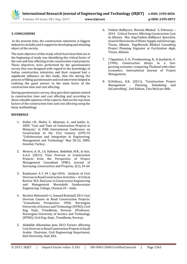 Factor Affecting Construction Cost and Time in road project | PDF | Construction Industry ...