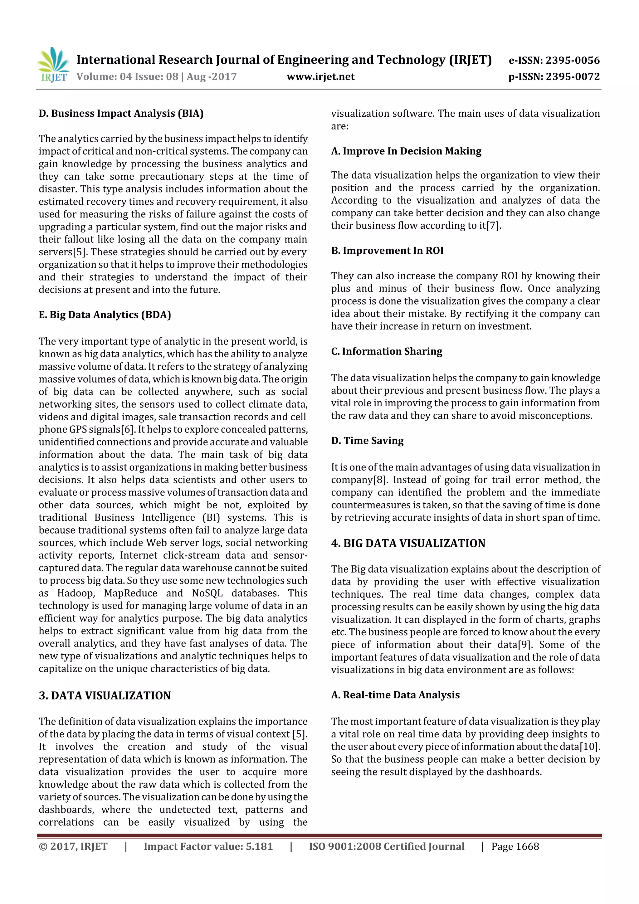 Data Visualization Tools and Techniques for Datasets in Big Data | PDF
