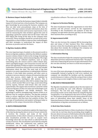 Data Visualization Tools and Techniques for Datasets in Big Data | PDF