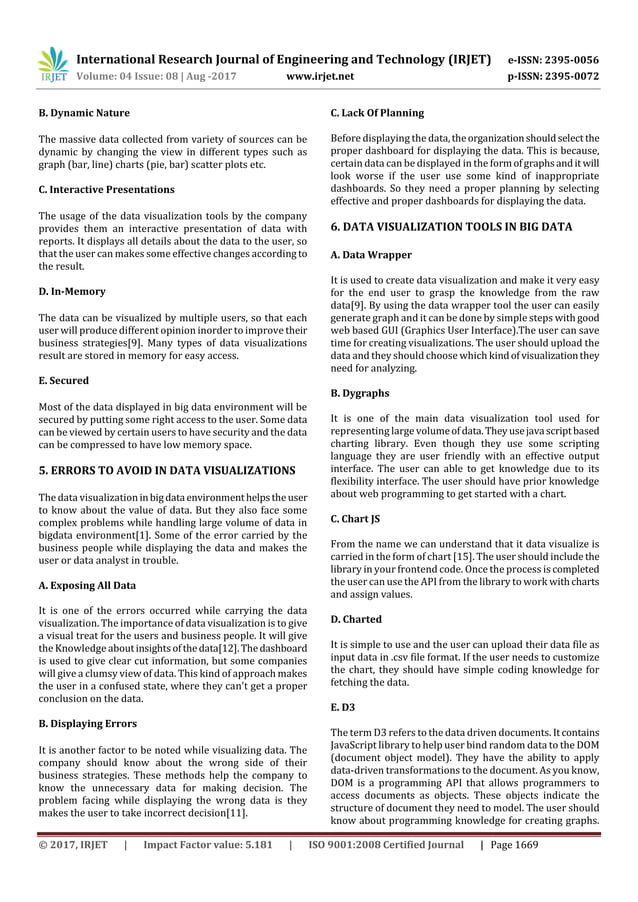 Data Visualization Tools And Techniques For Datasets In Big Data Pdf