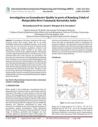 Investigation on Groundwater Quality in parts of Ramdurg Taluk of ...