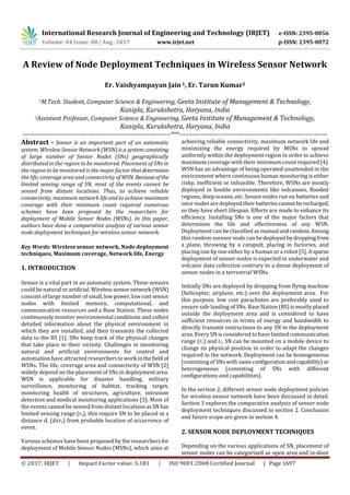 A Review of Node Deployment Techniques in Wireless Sensor Network | PDF