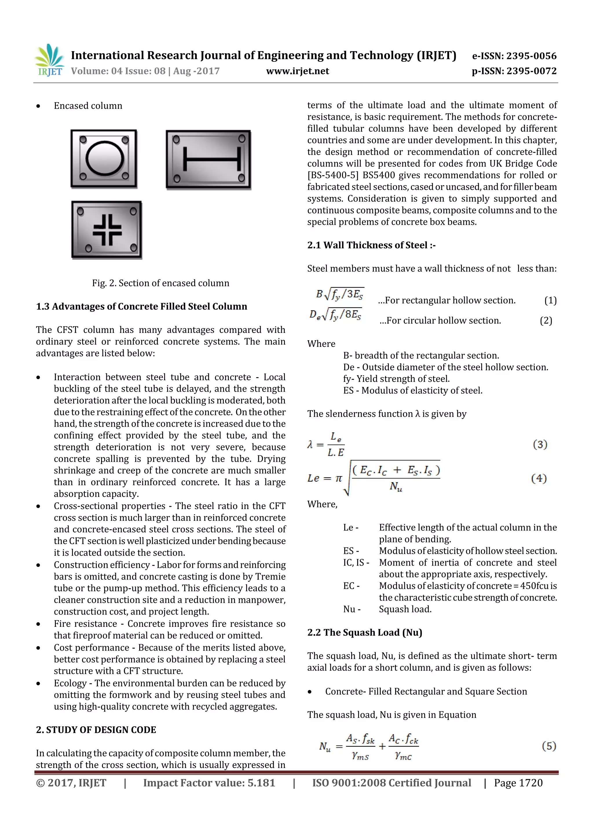 Experimental Study of Concrete Filled Tubular Short Columns | PDF