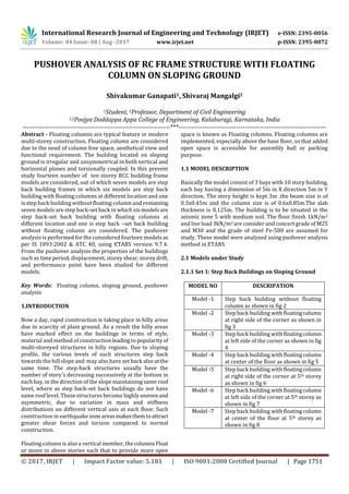 Pushover Analysis of RC Frame Structure with Floating Column on Sloping Ground | PDF