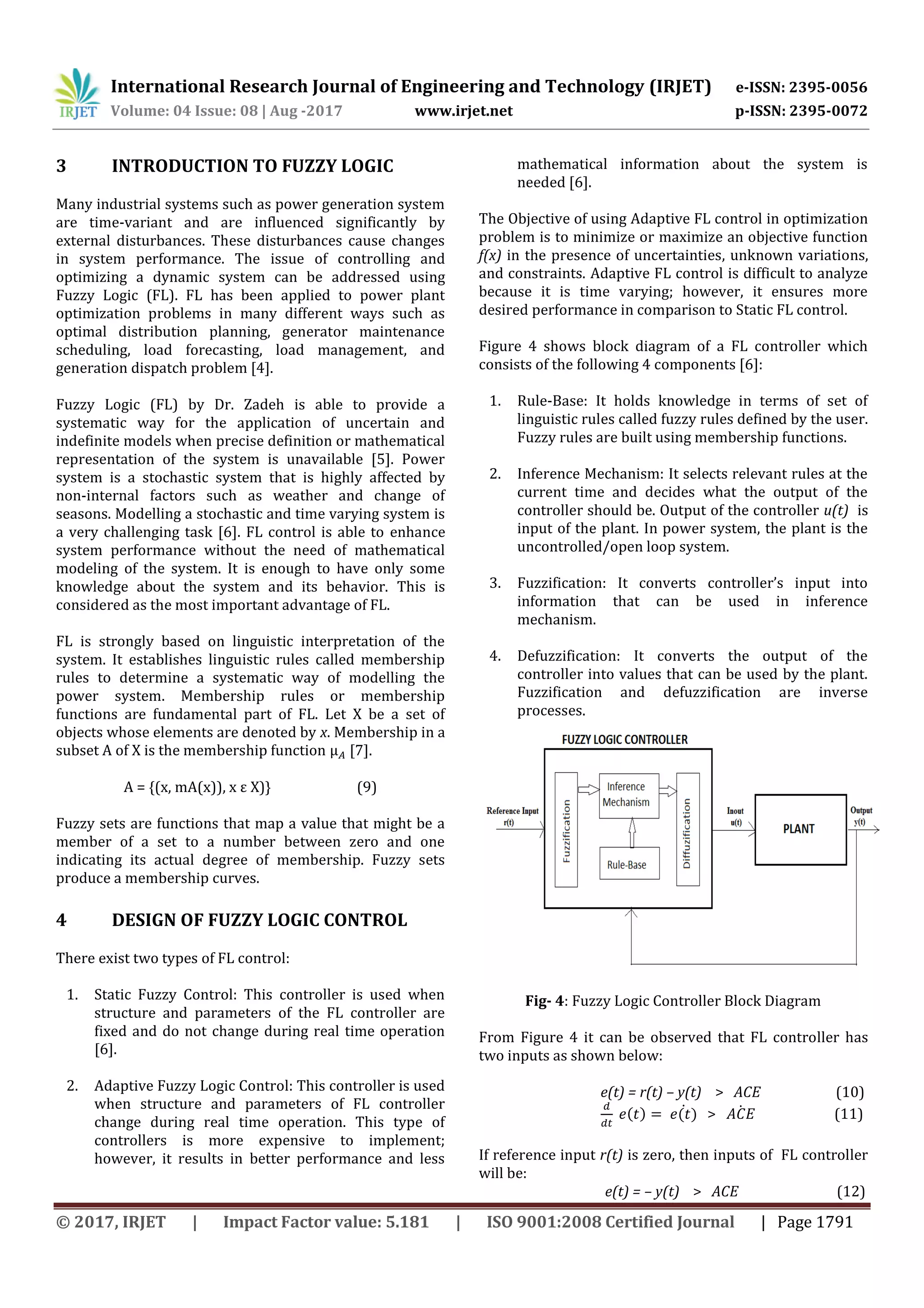 Advanced Optimization of Single Area Power Generation System using Adaptive Fuzzy Logic and PI ...