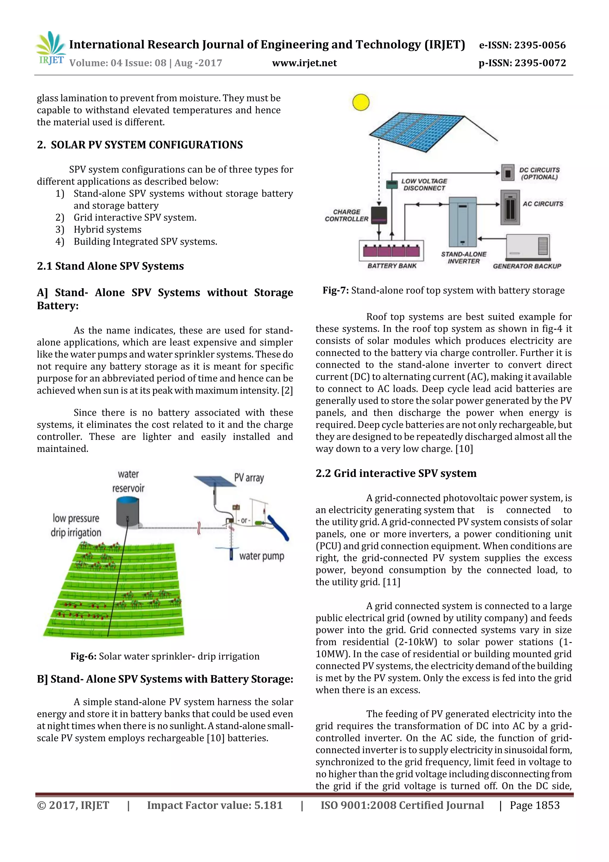 Solar Photovoltaic Systems – Applications & Configurations | PDF