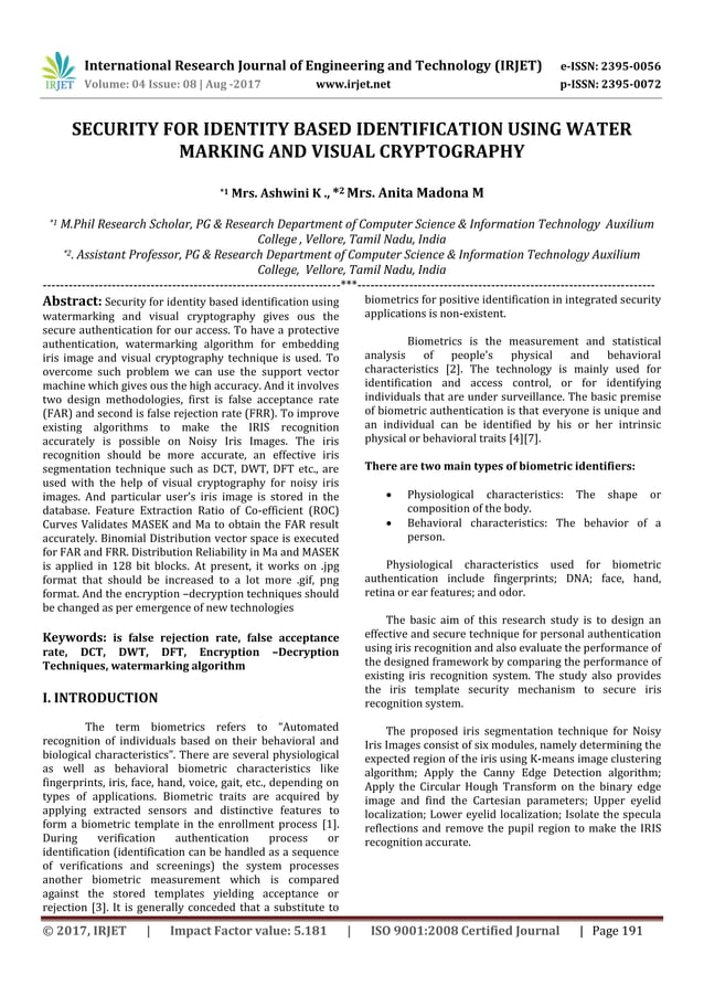 Security for Identity Based Identification using Water Marking and Visual Cryptography | PDF