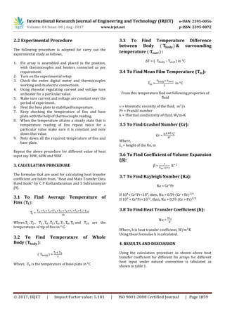 Experimental Investigation of Natural Convection Heat Transfer Enhancement from Rectangular Fin ...