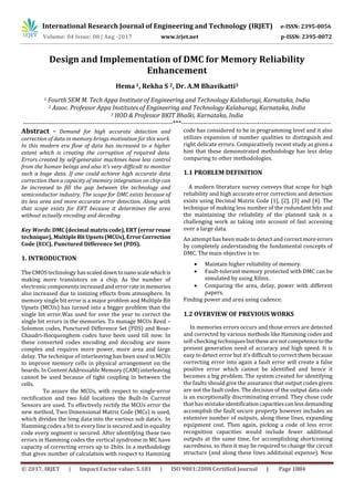Design and Implementation of DMC for Memory Reliability Enhancement | PDF