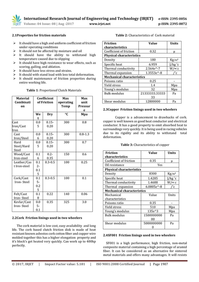 Finite Element Analysis On Friction Plate Of A Wet Multiple Clutch By