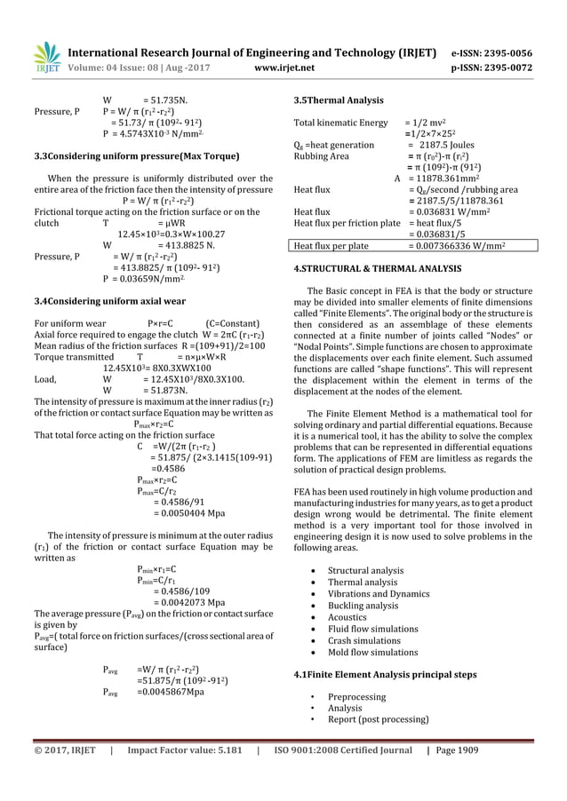 Finite Element Analysis On Friction Plate Of A Wet Multiple Clutch By Using Various Friction