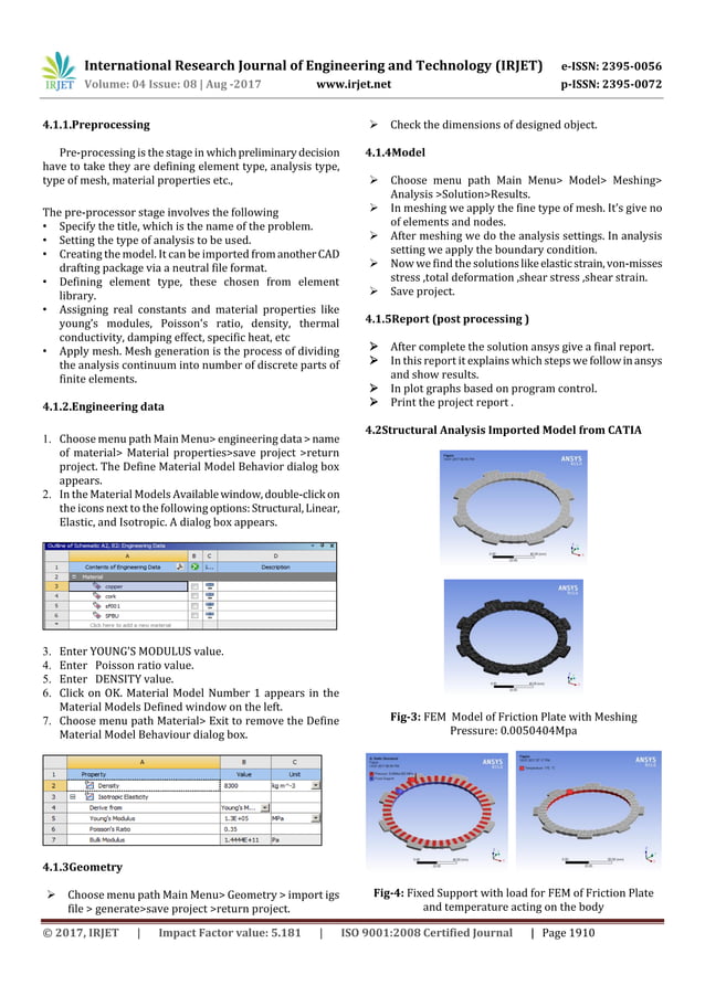Finite Element Analysis On Friction Plate Of A Wet Multiple Clutch By