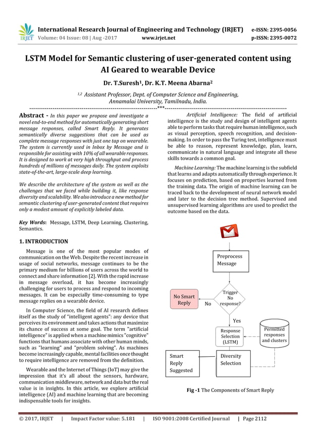 LSTM Model for Semantic Clustering of User-Generated Content Using AI Geared to Wearable Device ...
