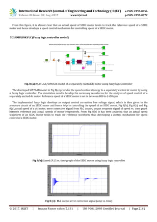 Speed Control of a Seperately Excited DC Motor by Implementing Fuzzy Logic Controller | PDF