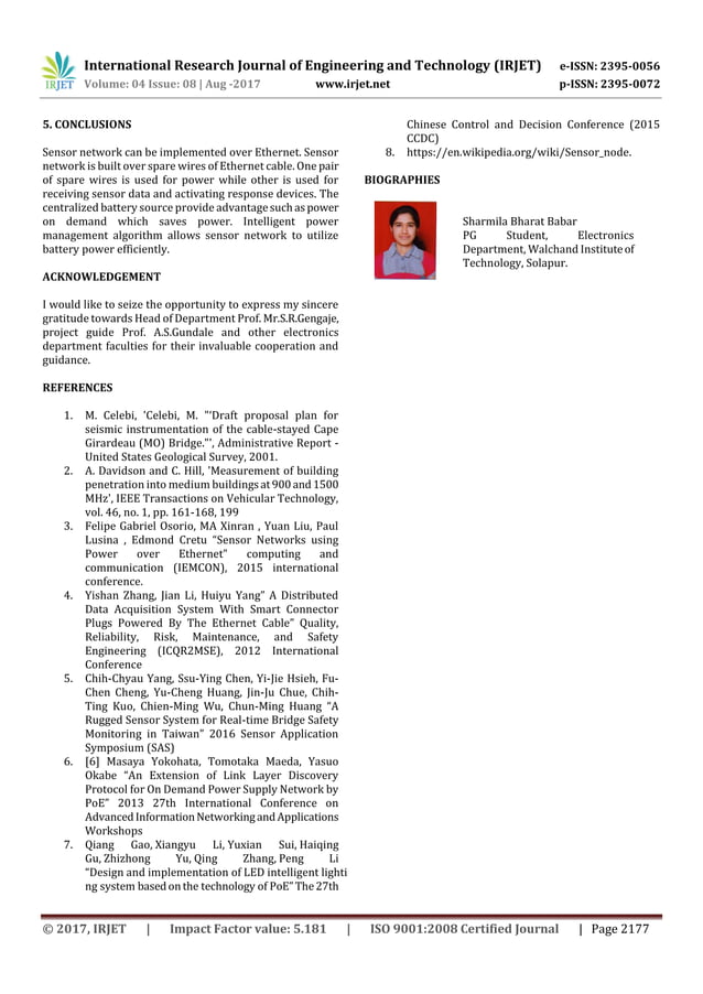 Sensor Network and its Power Management using POE | PDF