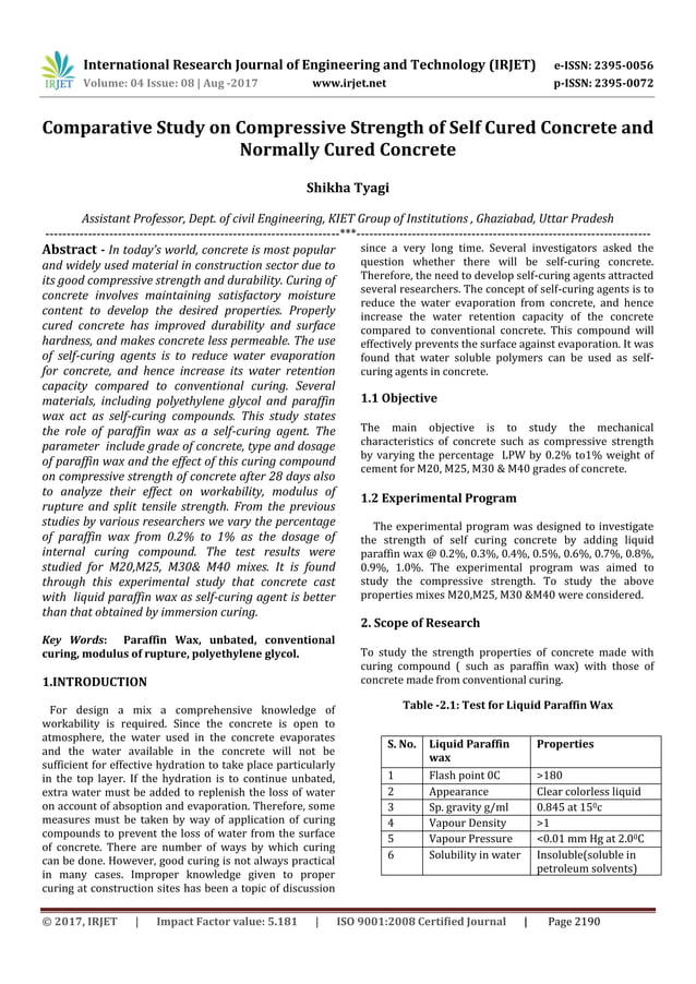 Comparative Study on Compressive Strength of Self Cured Concrete and ...