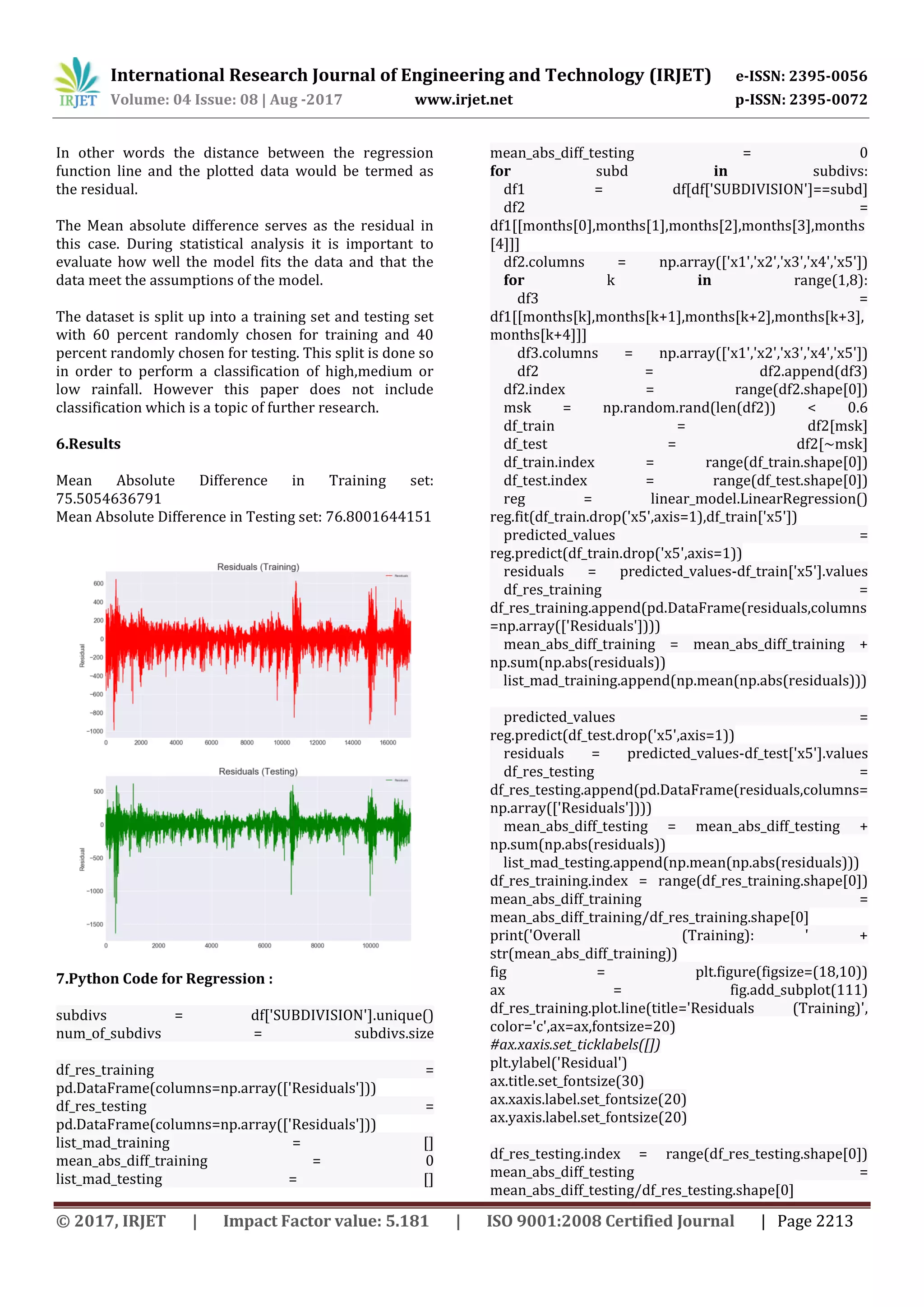 Rainfall Forecasting : A Regression Case Study | PDF