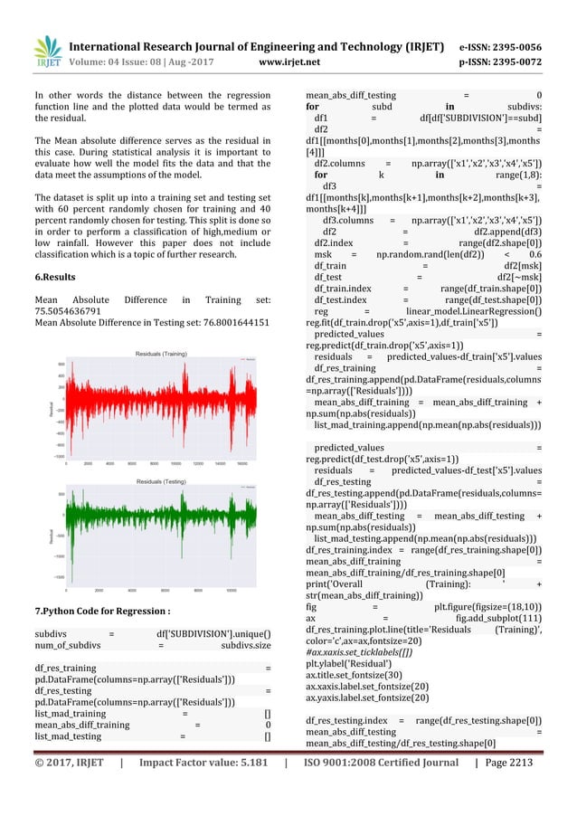 Rainfall Forecasting : A Regression Case Study | PDF