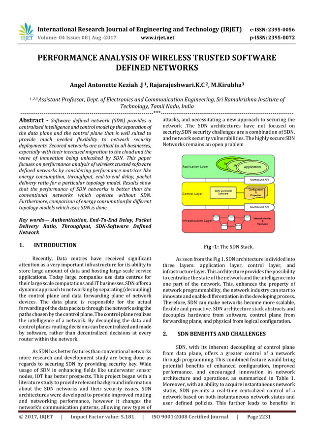 Performance Analysis of Wireless Trusted Software Defined Networks | PDF