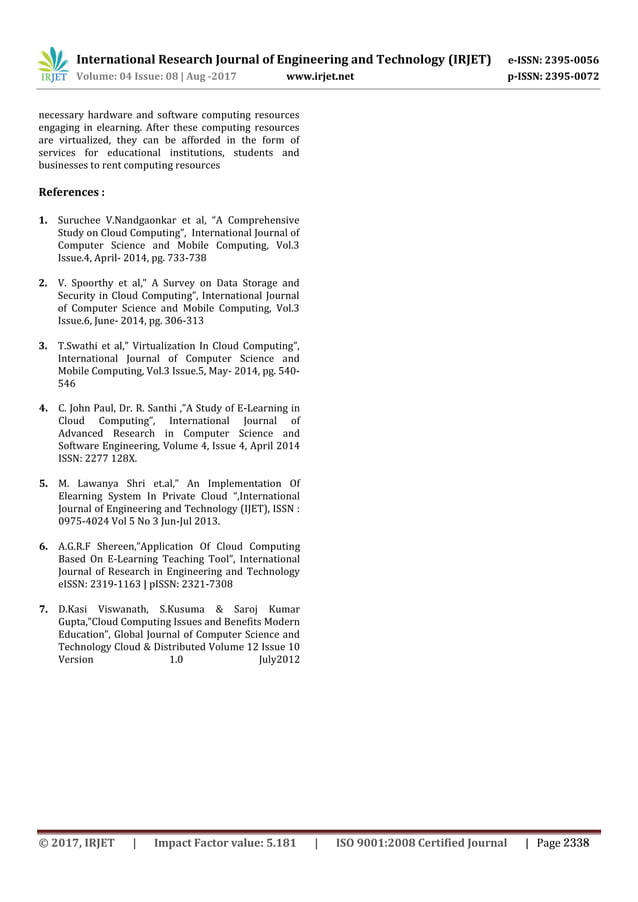 Innovative E-Learning through Scalable,Elastic and Dynamic Cloud Computing Architecture | PDF