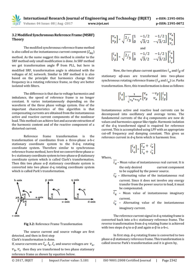 Harmonic Mitigation using Modified Synchronous Reference Frame Theory | PDF
