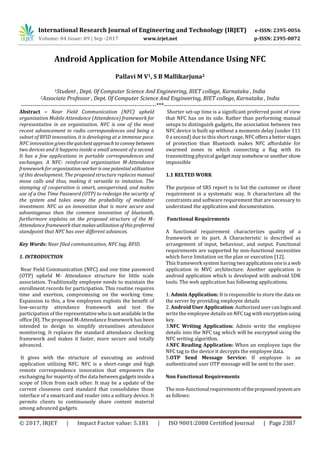 Android Application for Mobile Attendance using NFC | PDF