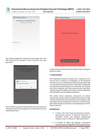 Android Application for Mobile Attendance using NFC | PDF